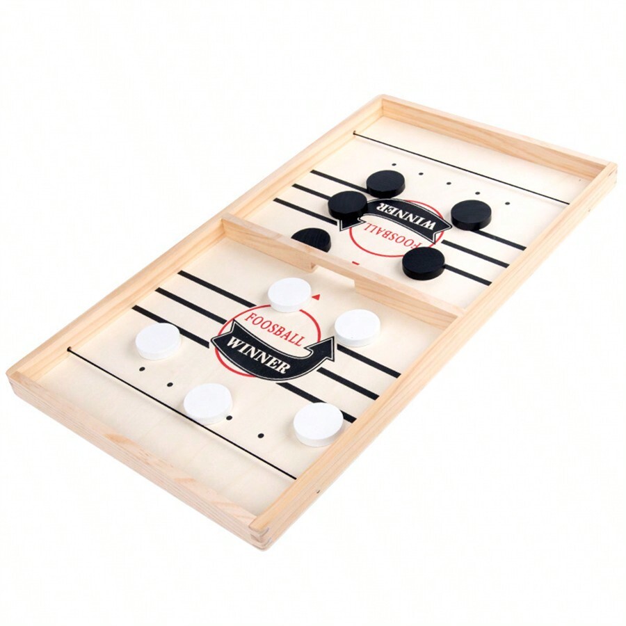 1set Wooden Puck Chess Board Game, Double Players Puck Shooting Game ...