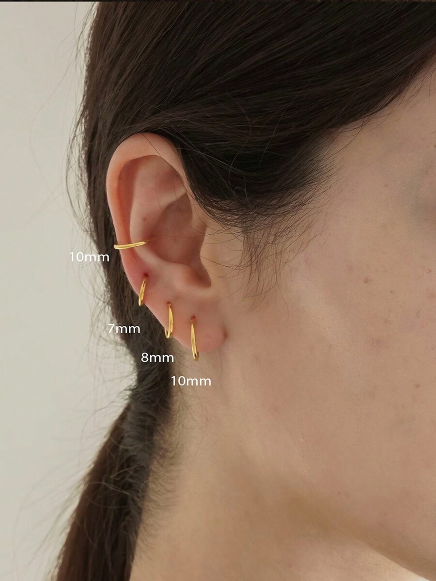 5 Pairs Small Hoop Earrings for Women: 18K Gold Plated Huggie Hoop Earrings for Cartilage Helix ...