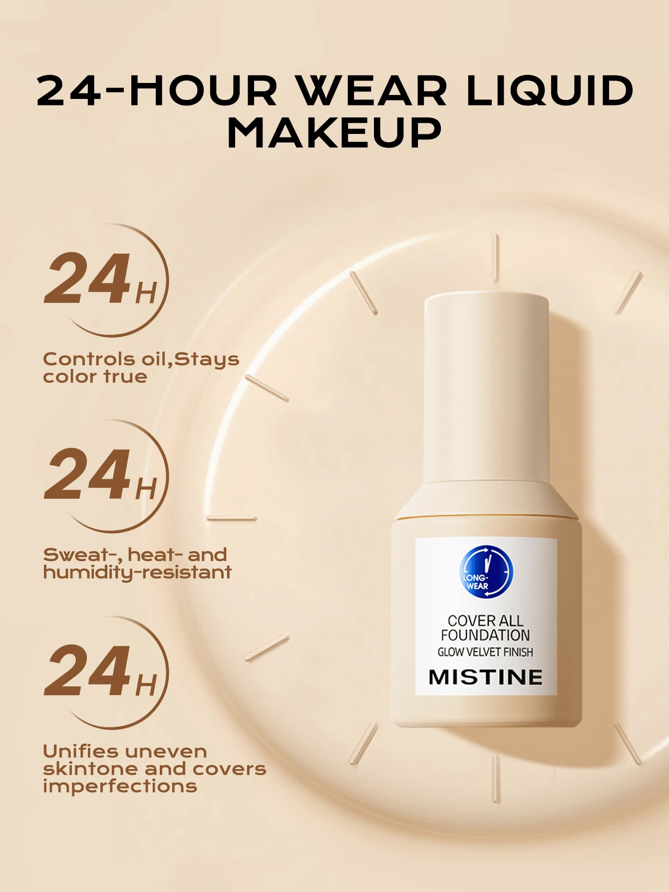MISTINE Full Coverage Foundation Makeup Dewy Finish For 24H Longwear ...