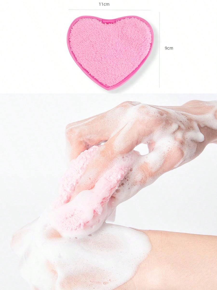 1pc Heart-shaped Makeup Sponge, Lazy Magic Water Cleansing Puff For ...