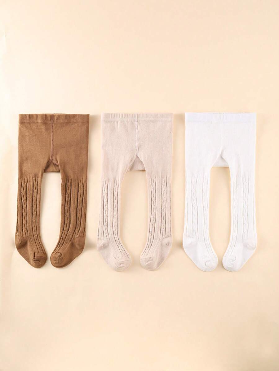 3Packs Baby Girl Tights Thick Cable Knit Leggings Stockings Pantyhose ...
