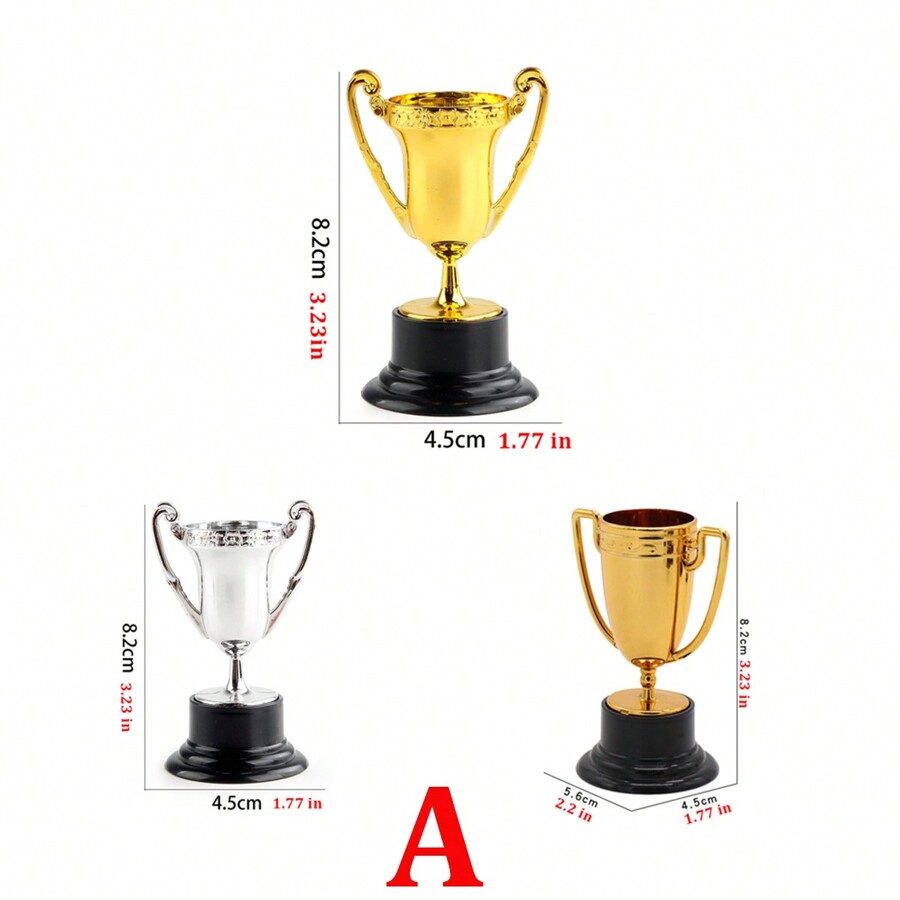 3pcs Mini Plastic Trophy Set (gold, Silver, Bronze) For Party Gifts ...