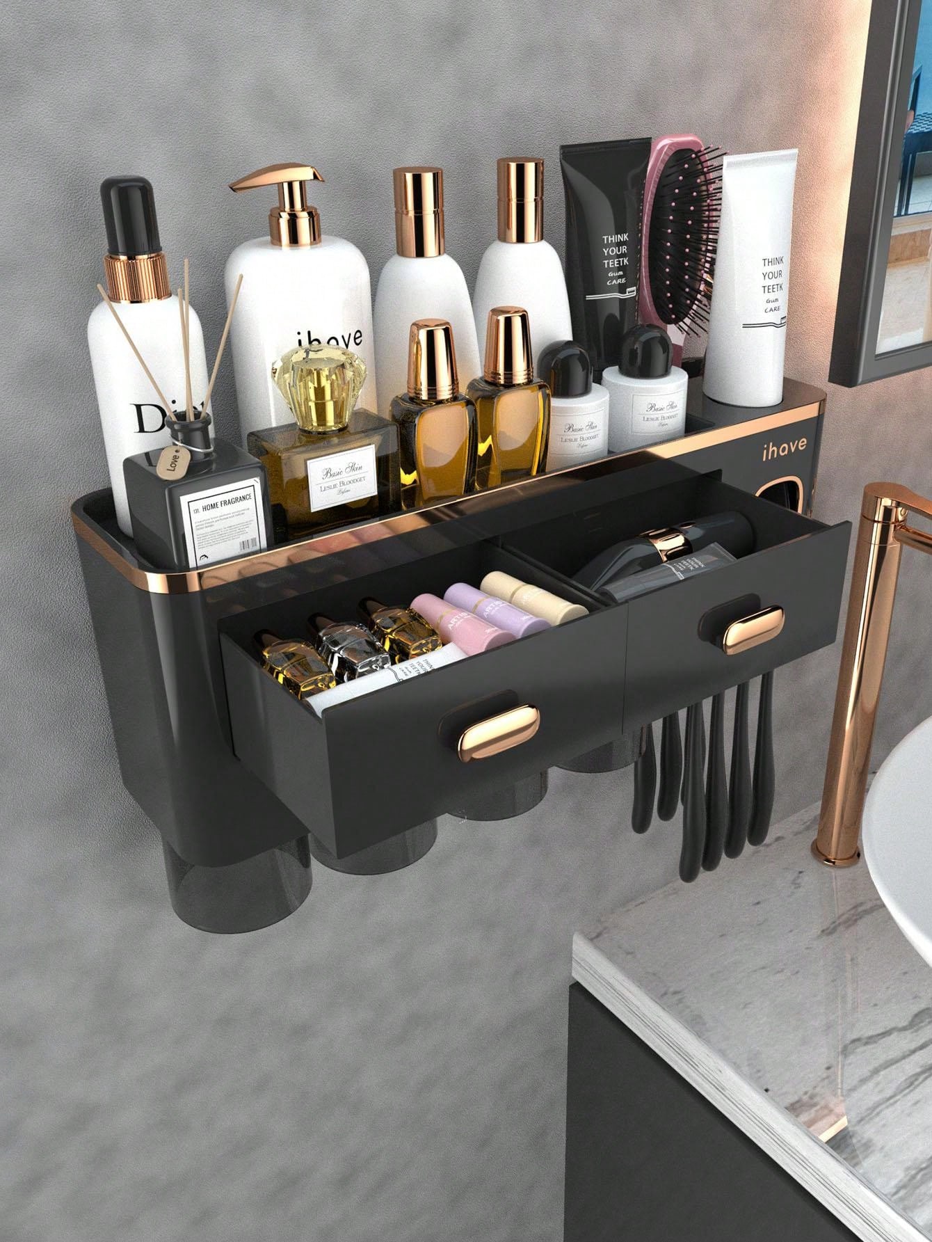 Toothbrush Holders for Bathrooms - Upgrade Wall Mounted Toothbrush ...