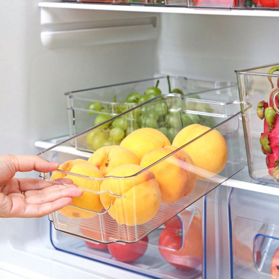 1pc Fridge Organizer, Clear Plastic Bins For Food Storage In ...
