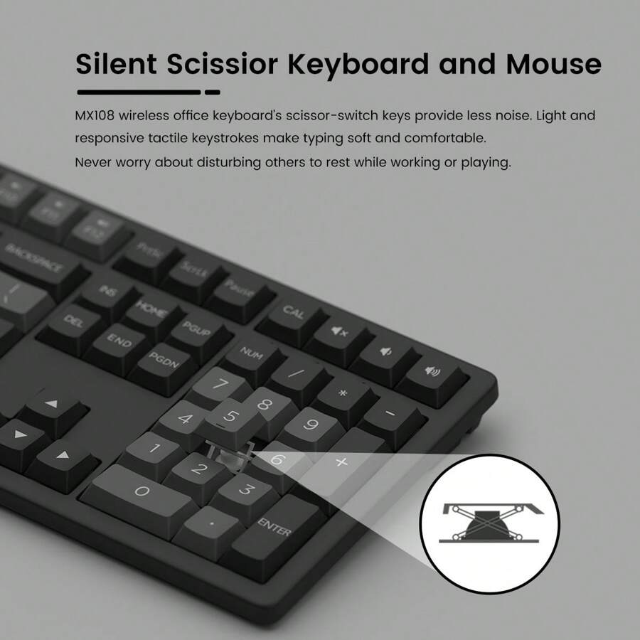 MonsGeek MX108 Wireless Keyboard & Mouse Combo, 2.4G Full-Sized ...