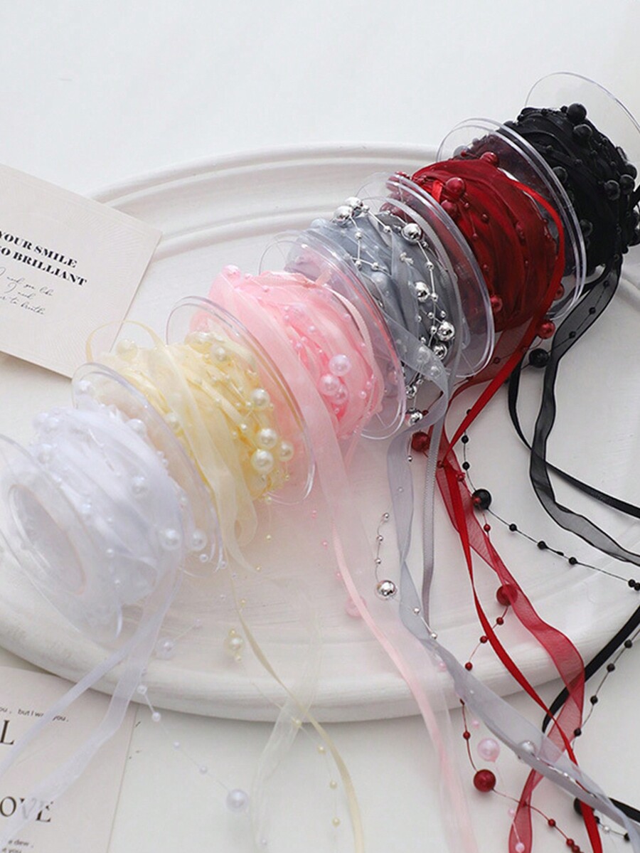 3m Handmade Braided Beaded Pearl Ribbon, Gift Wrapping Ribbon ...