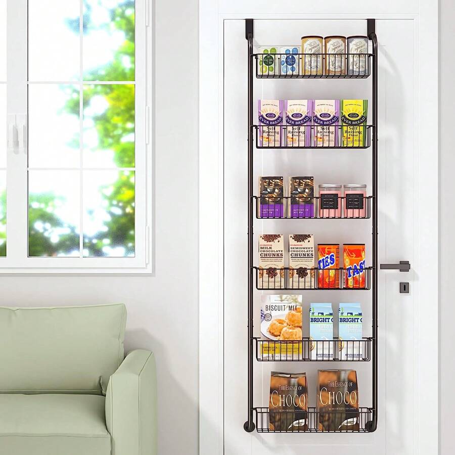 Over The Door Pantry Organizer,6-Tier Baskets Pantry Door Organization ...