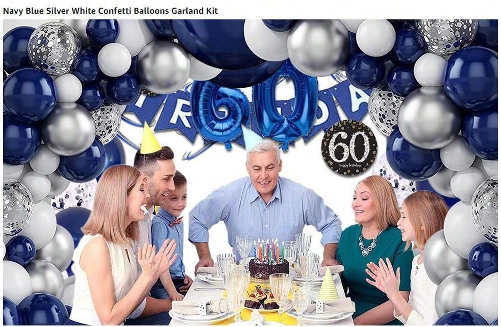 Navy Blue Silver Balloons Garland Kit 131 Pcs Navy Blue White Silver