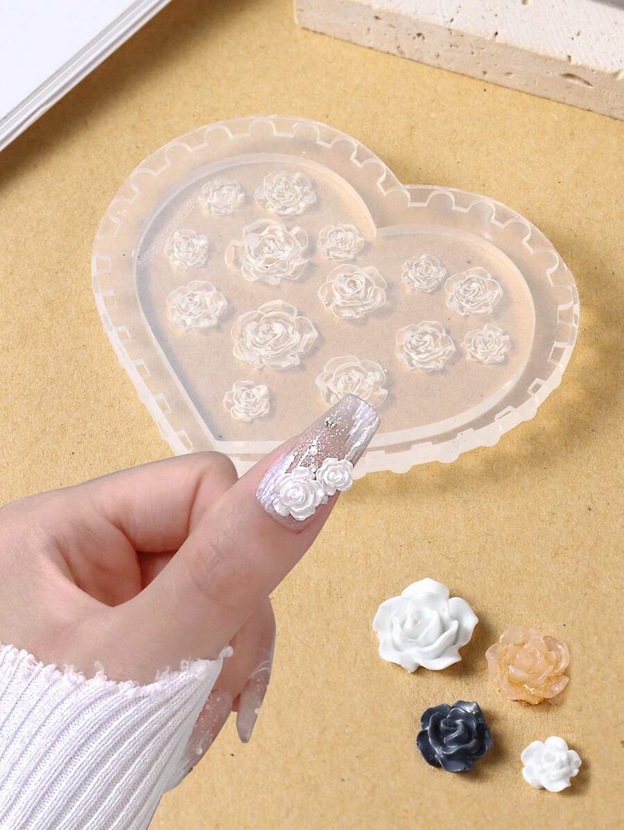 1Pc Camellia Rose Flower 3D Acrylic Nail Mold Retro Nail Decorations ...