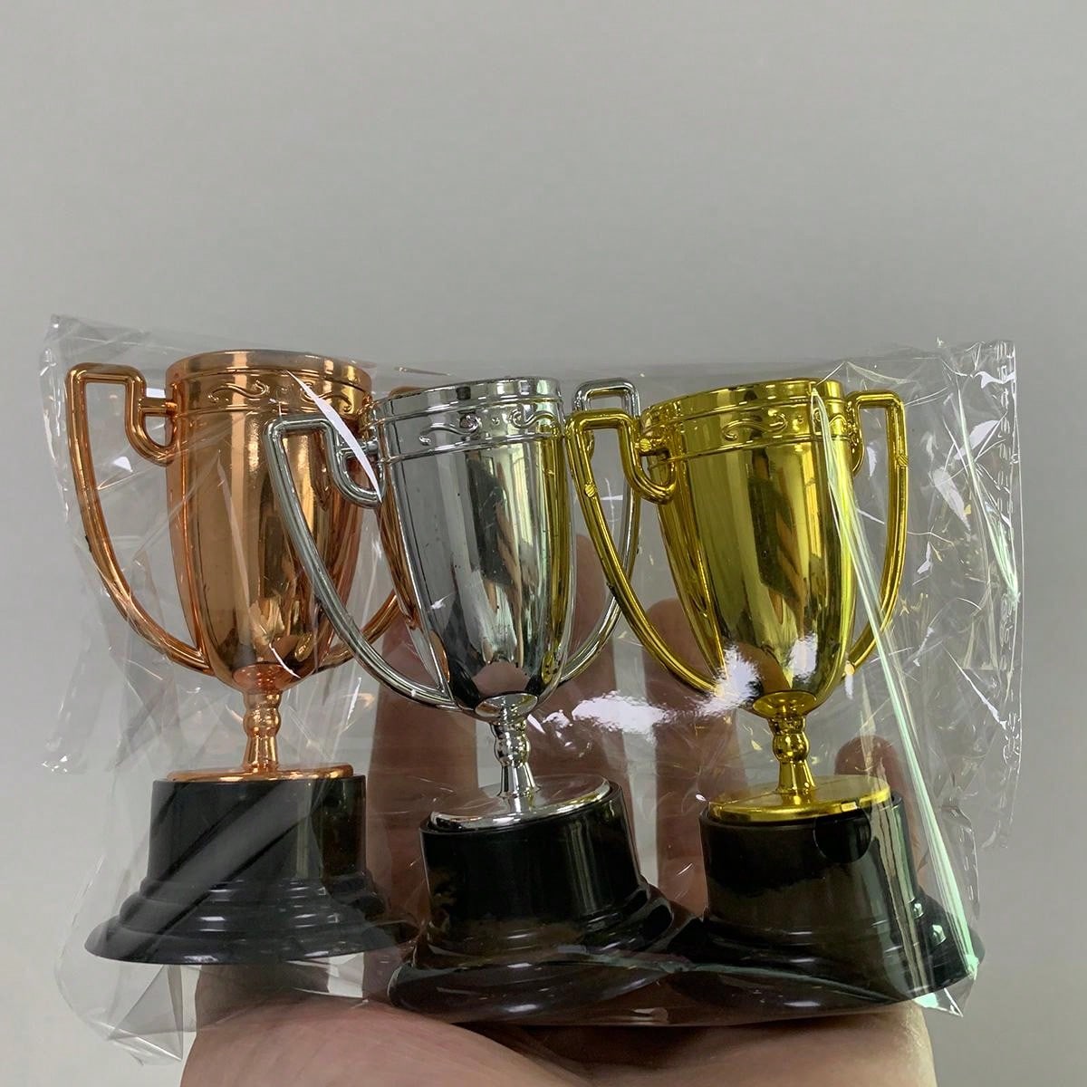 3pcs Mini Plastic Championship Trophies Set, Gold, Silver And Bronze ...