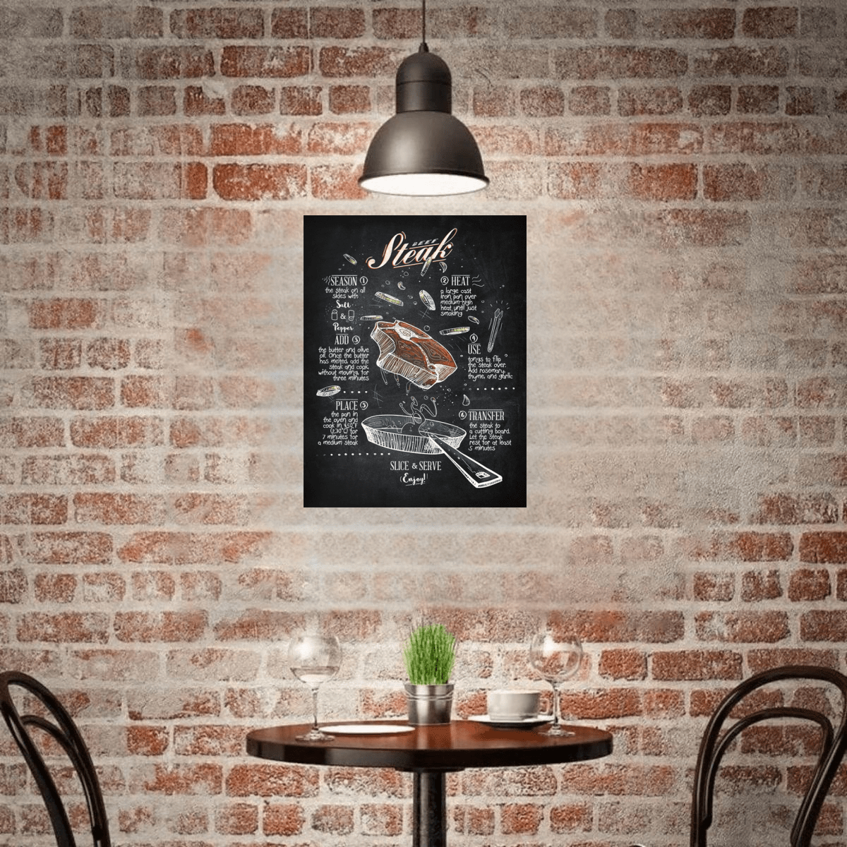 1pc Vintage Tin Metal Food Sign - Beef Steak Retro Metal Sign - Wall ...