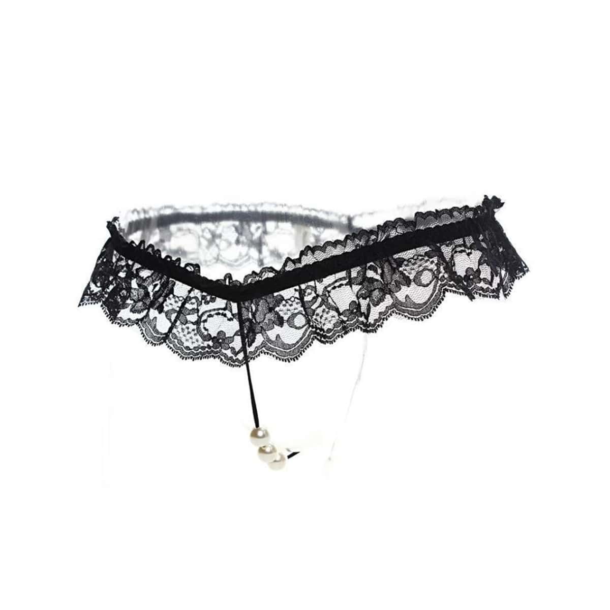 1pc Sexy Lace Lingerie Pearl Thong | SHEIN EUR