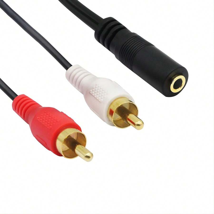 3.5mm Female Connector Stereo Audio Cable Y Splitter To 2 Rca Male ...