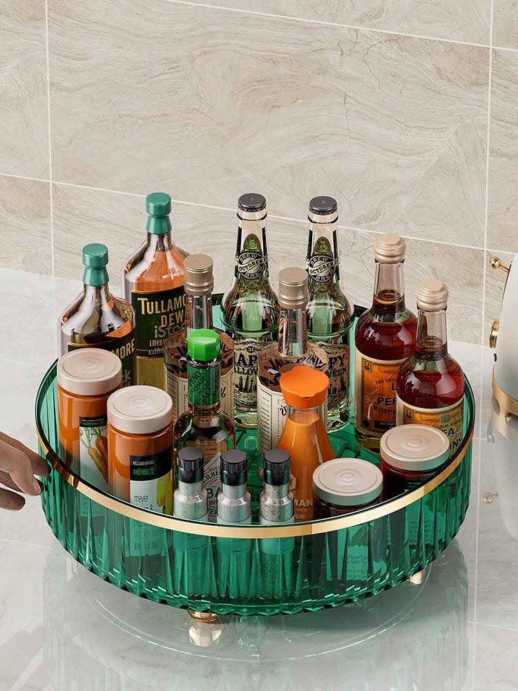 1pc 27cm*27cm*8cm Procurement Product Seasoning Storage Rack Rotatable ...