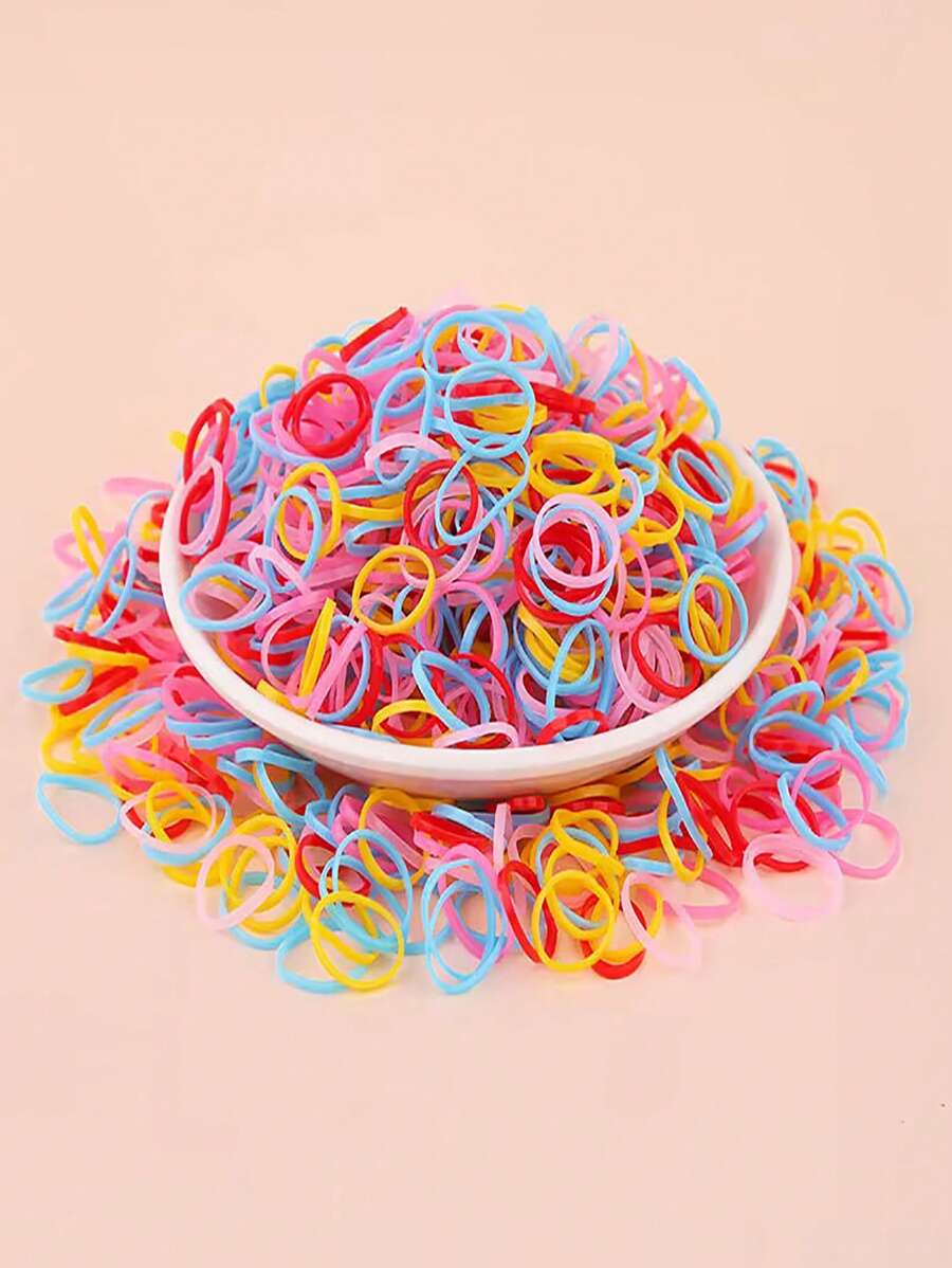 1000pcs Disposable Elastic Colorful Rubber Bands For Adults, Thick Hair ...