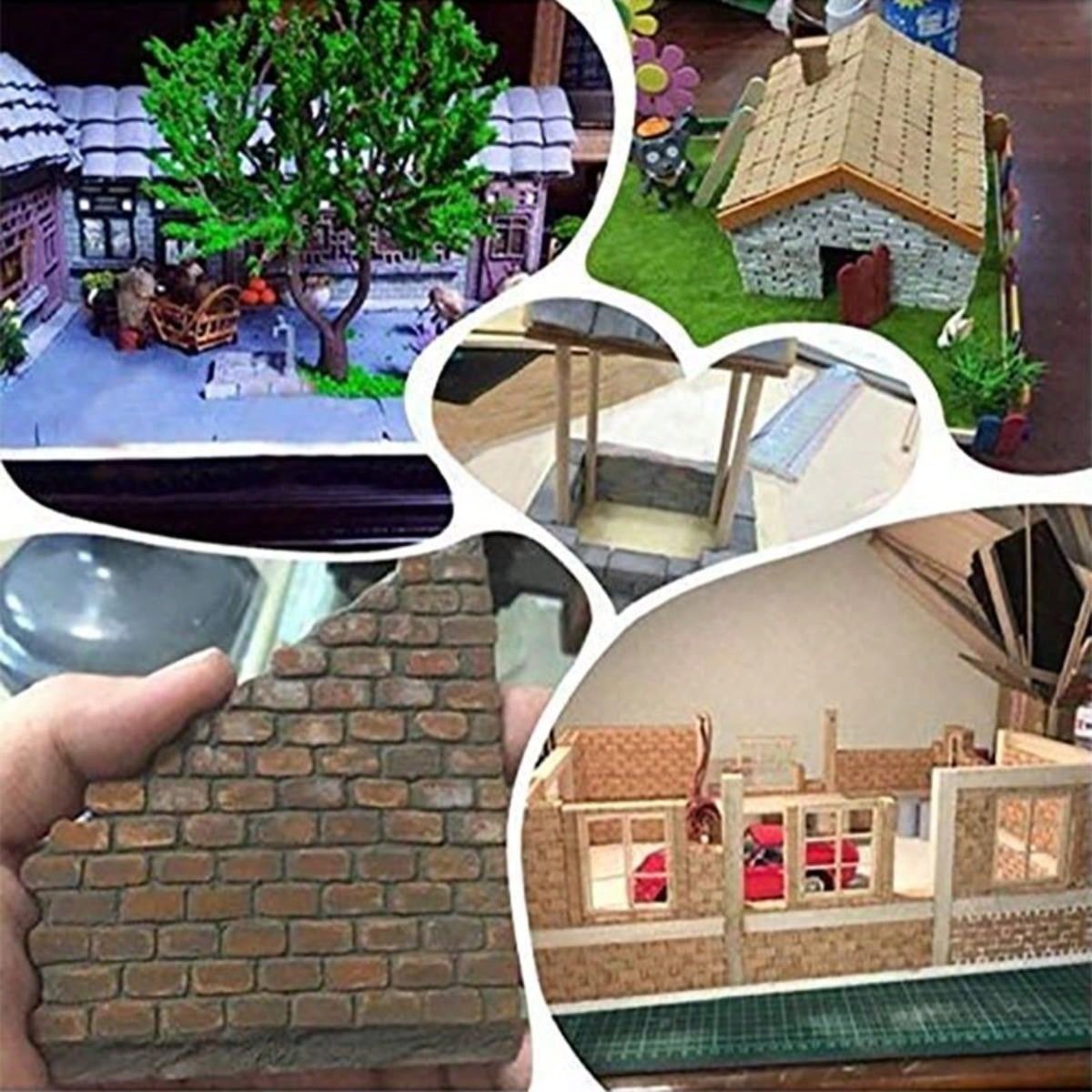 50pcs 1:12 Miniature Grey Bricks, Landscape Craft Mini Bricks ...