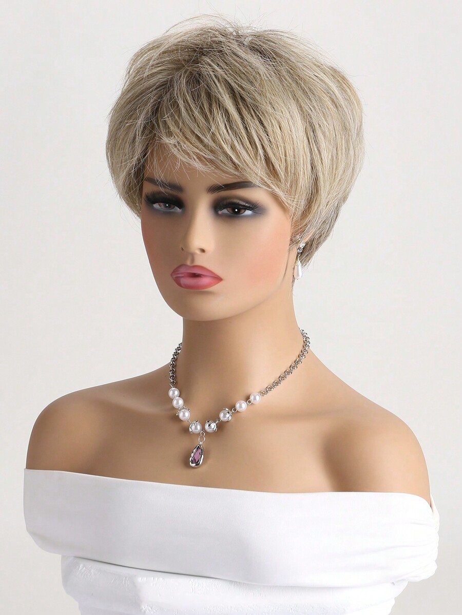 Fashionable Women's Short Curly Gold Wig 10inch Natural & Poofy Hair ...