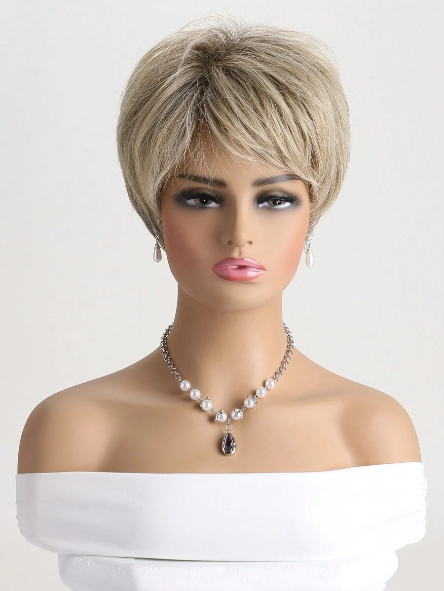 Fashionable Women's Short Curly Gold Wig 10inch Natural & Poofy Hair ...