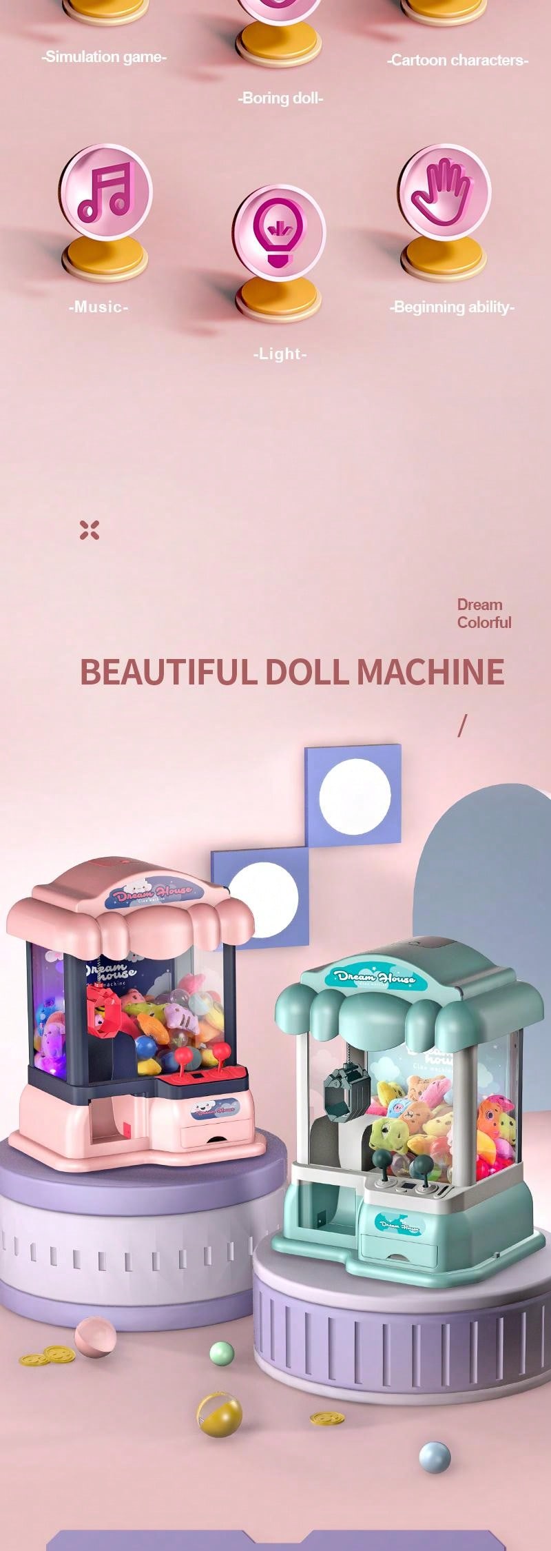 1pc Fan Green Large Doll Machine, Electric Doll Machine, Mini Claw ...