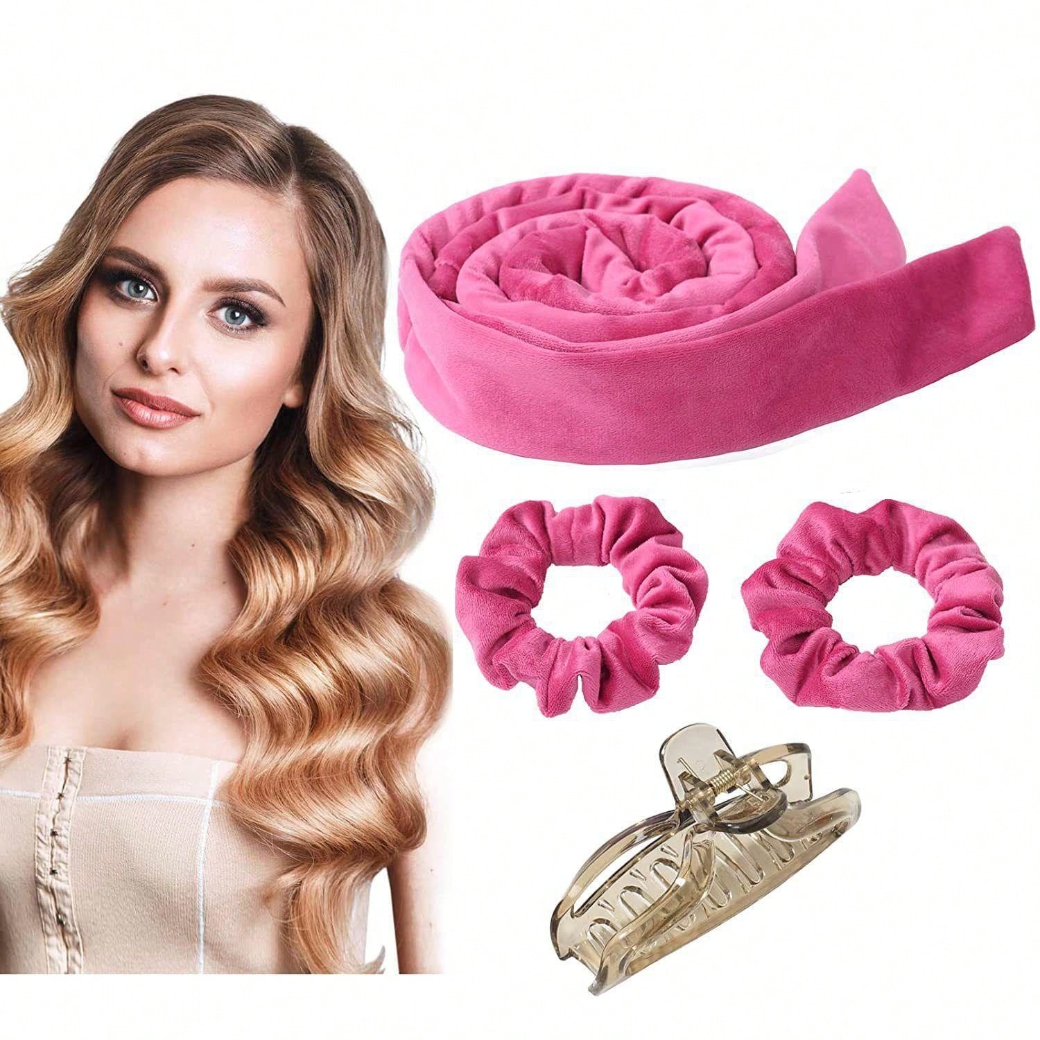 New 4pcs Set Of Heatless Hair Curlers In Rose Pink | SHEIN USA