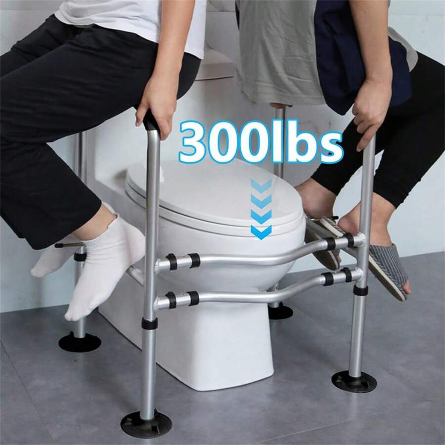 Toilet Safety Rail for Elderly, Height & Width Adjustable Toilet Safety Frame, Toilet Safety ...