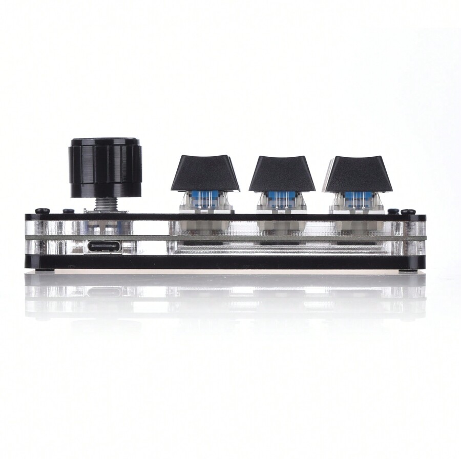 A black 9-key custom keyboard with one touch copy paste USB plug and ...