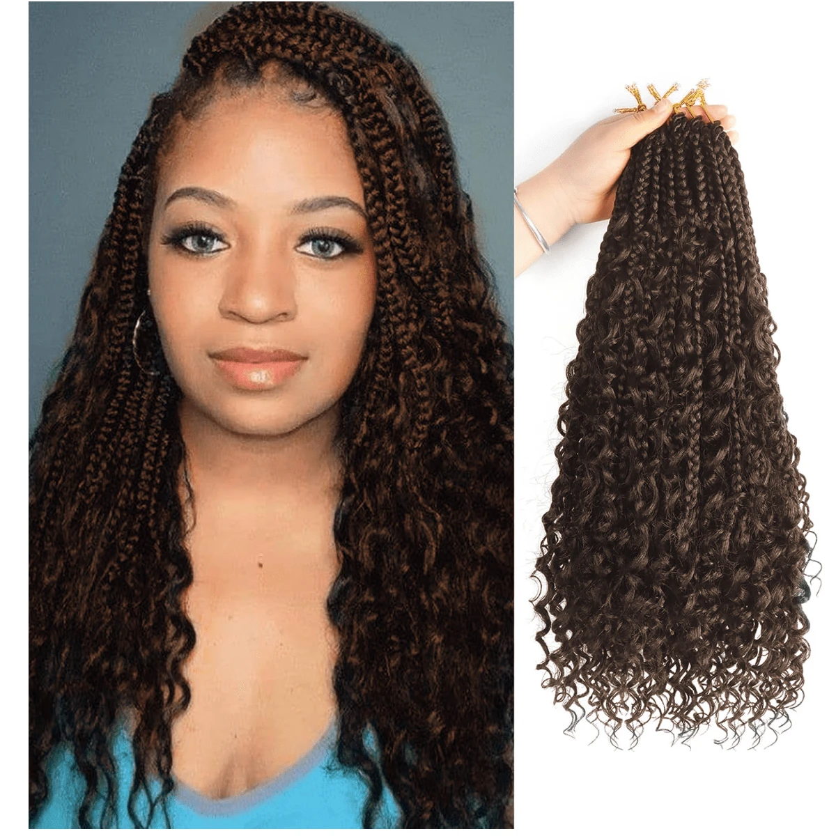 8 Pcs Braiding Crochet Hair Extensions Goddess Box Braids Pre Looped ...