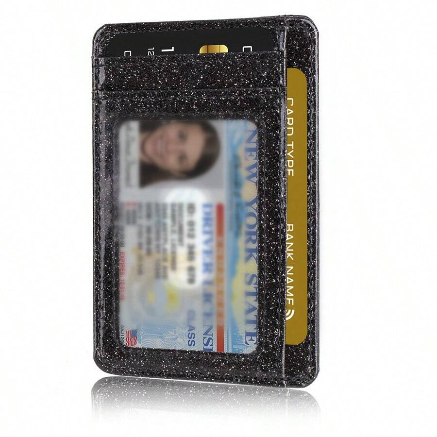 1Piece Glittering Slim Minimalist Wallet ID Card Holder Front Pocket ...