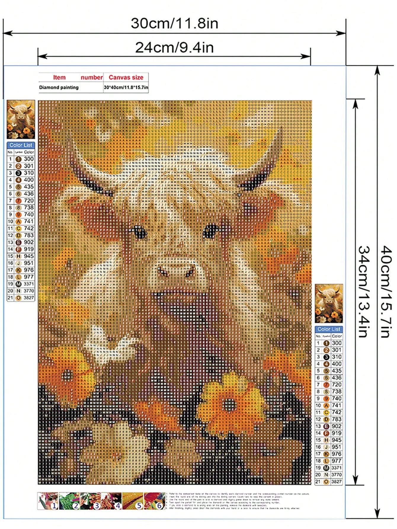 5D DIY Diamond Art Painting Cows And Flowers Diamond Art Kits For ...