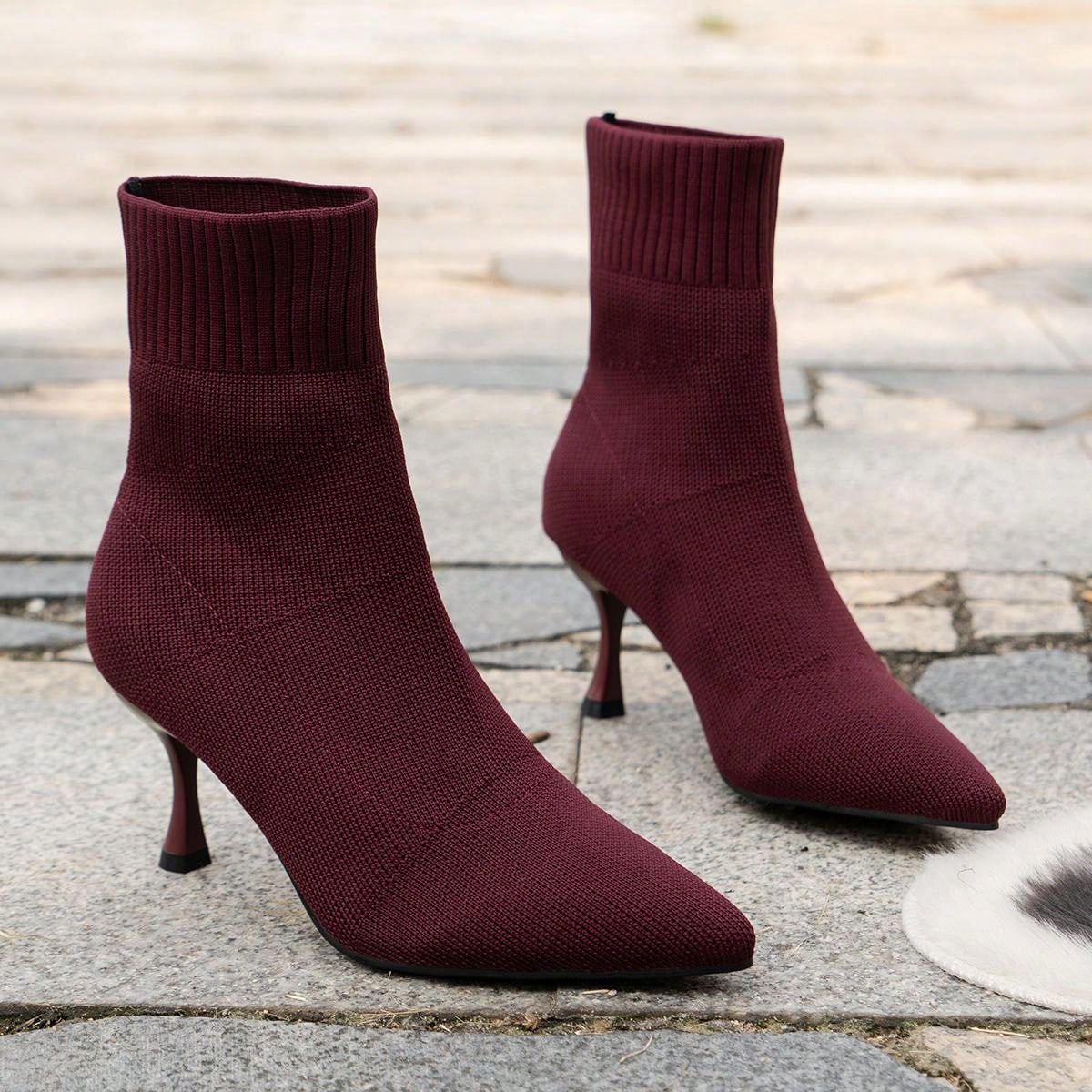 Women's Elegant And Comfortable Knitted Solid Color Shoes For Autumn ...