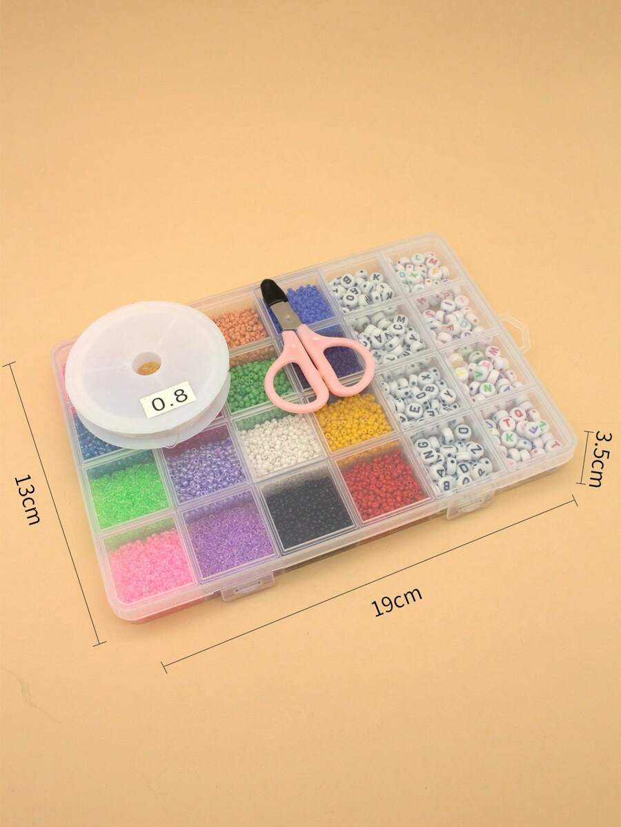24 Grid Glass Bead & Letter Bead Bracelet Loose Bead Set Box Diy ...