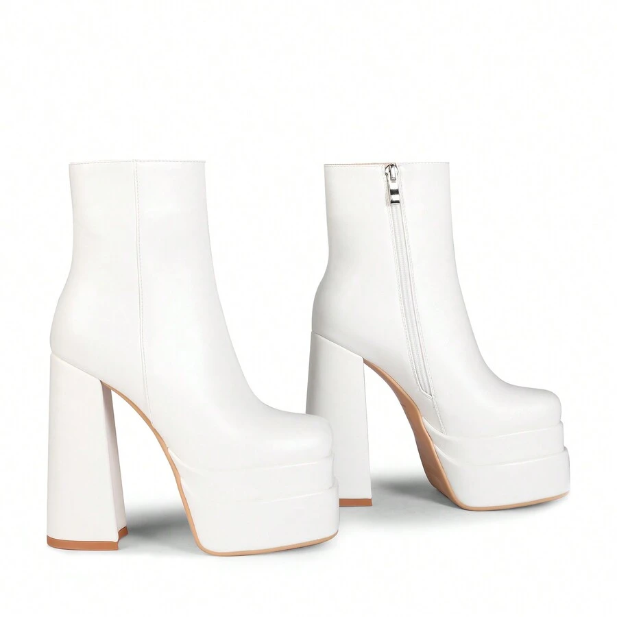 ISNOM Platform Boots For Women, With Sassy Platform, Chunky Heel ...