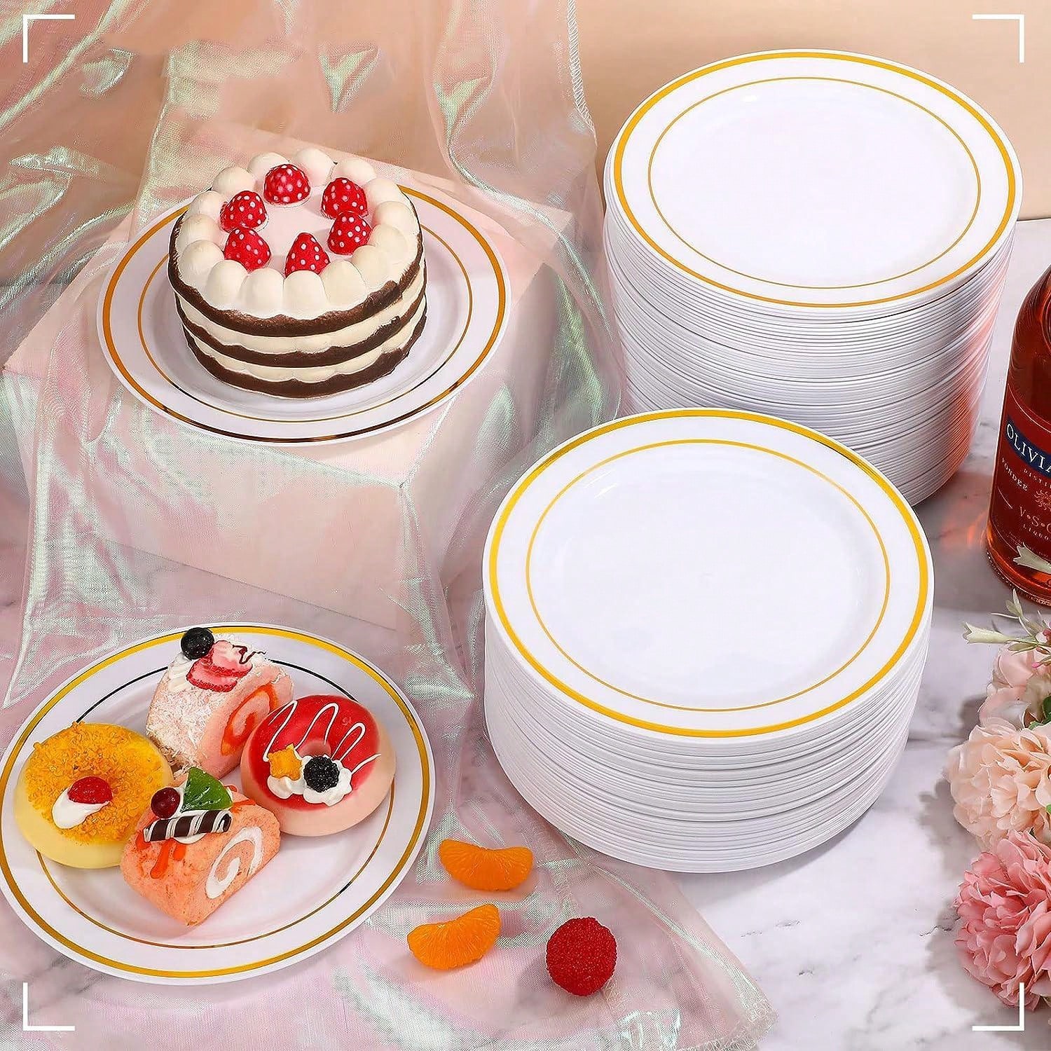 20 Golden Party Plates With Gold Rims | SHEIN UK