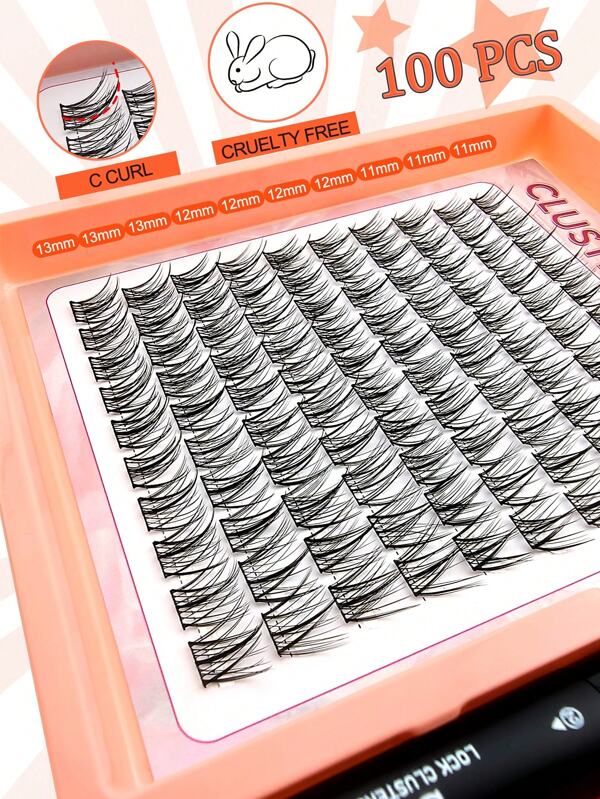 DIY Lash Extension Kit 100pcs 11-13mm Mixed Length Individual Lashes ...