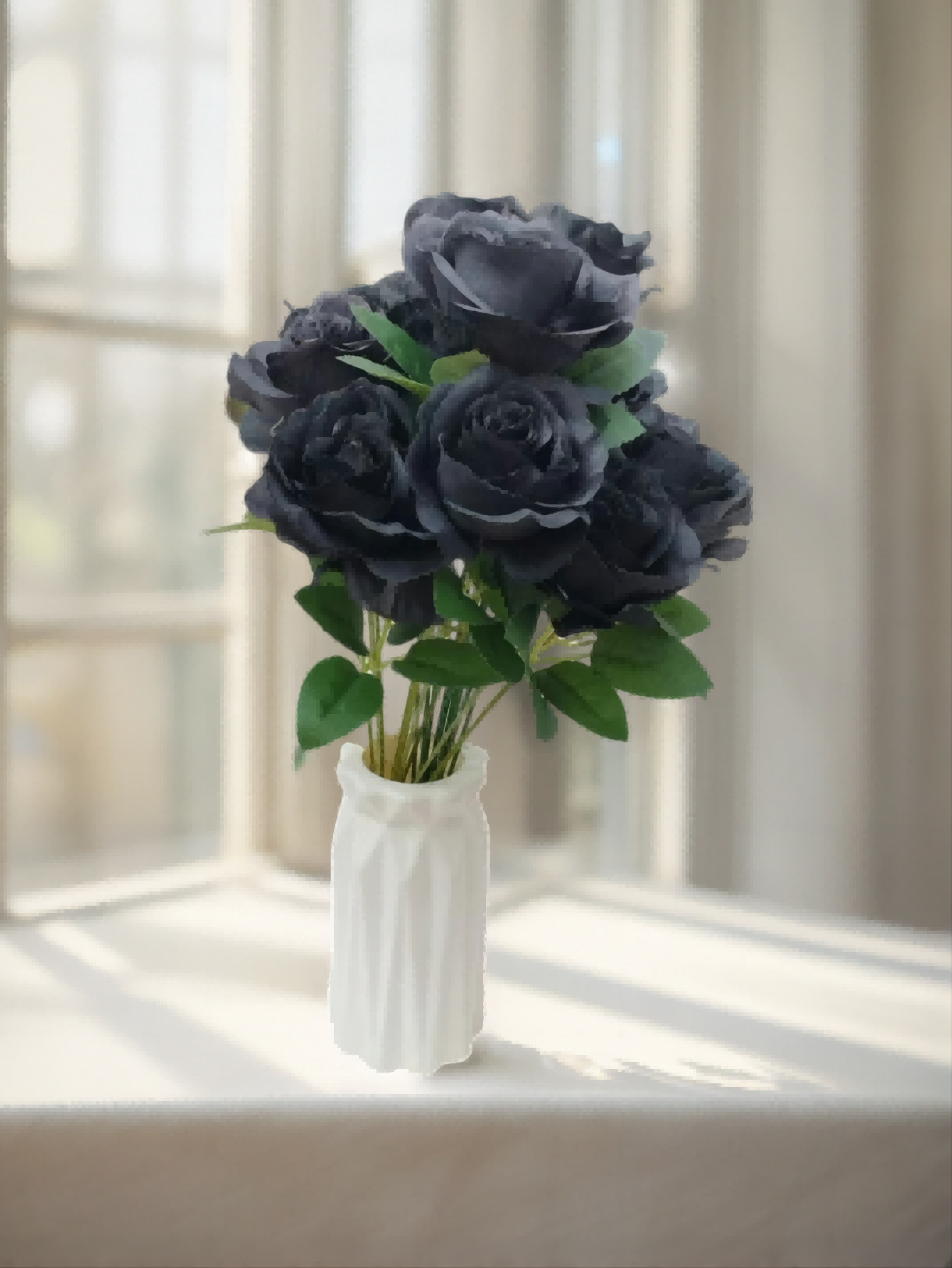 Artificial 9 Heads Black Rose Flower Bouquet | SHEIN USA