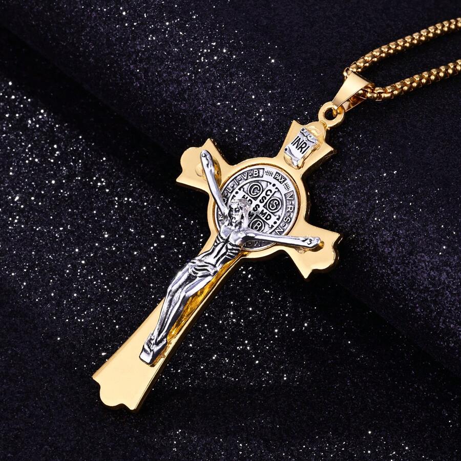 1pc Colorful Catholic Christian Necklace With Jesus Cross, Saint ...