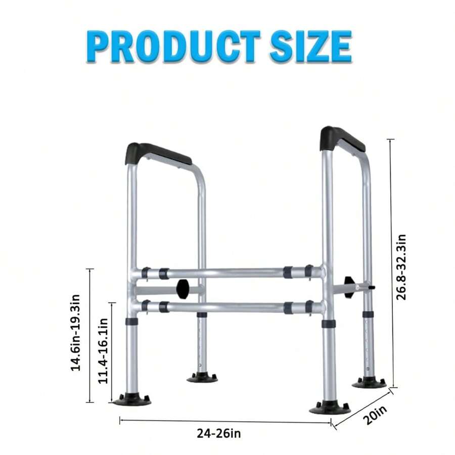Toilet Safety Rail for Elderly, Height & Width Adjustable Toilet Safety ...