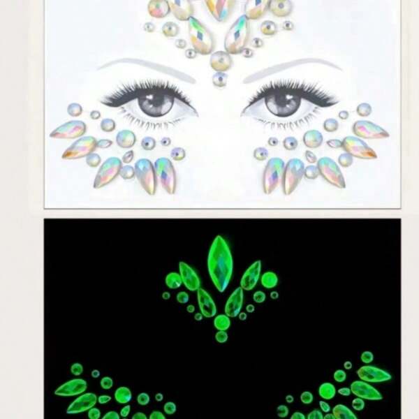 Party Rave Festival Nightclub Glow In The Dark Face & Forehead Gem ...