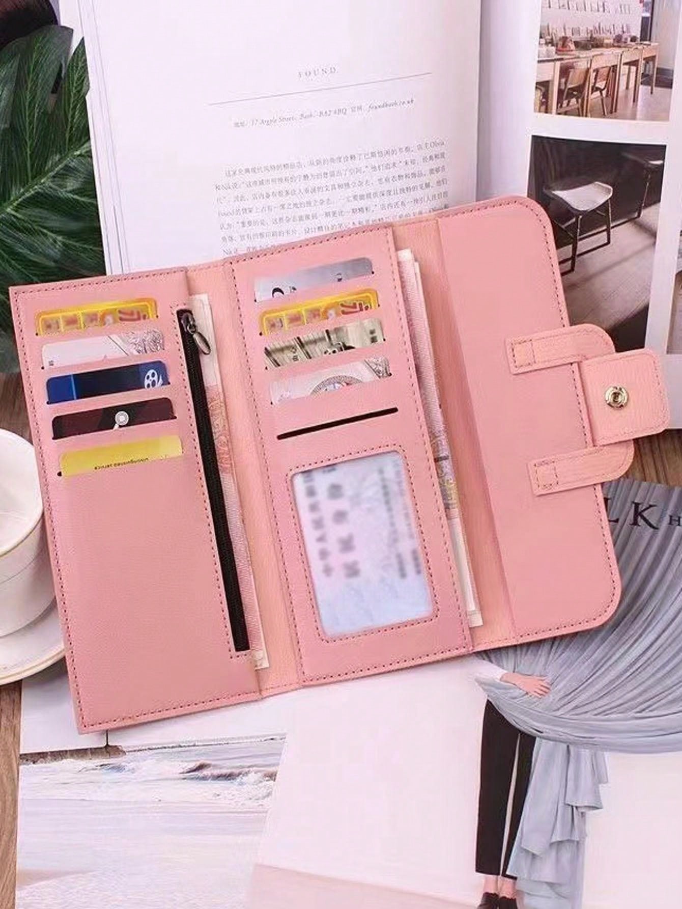 Women's Wallet Long Style Trifold Flip Cover Pink | SHEIN USA