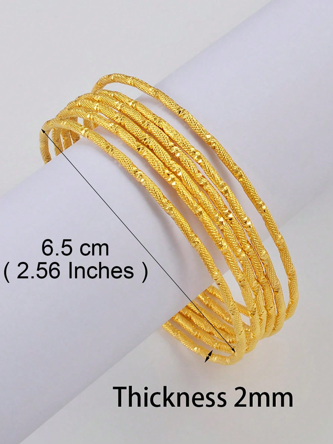 6pcs/set Textured Metal Bangle | SHEIN USA
