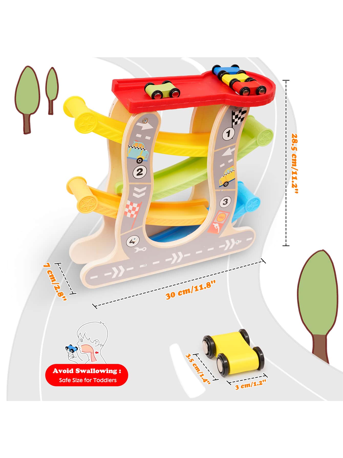 Valentine's Day Wooden Car Ramp Racer Toy Vehicle Set With 4 Tier ...