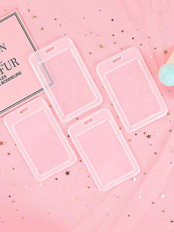 Transparent Card Holder Student Bus Card Cover Retractable Badge Holder ...