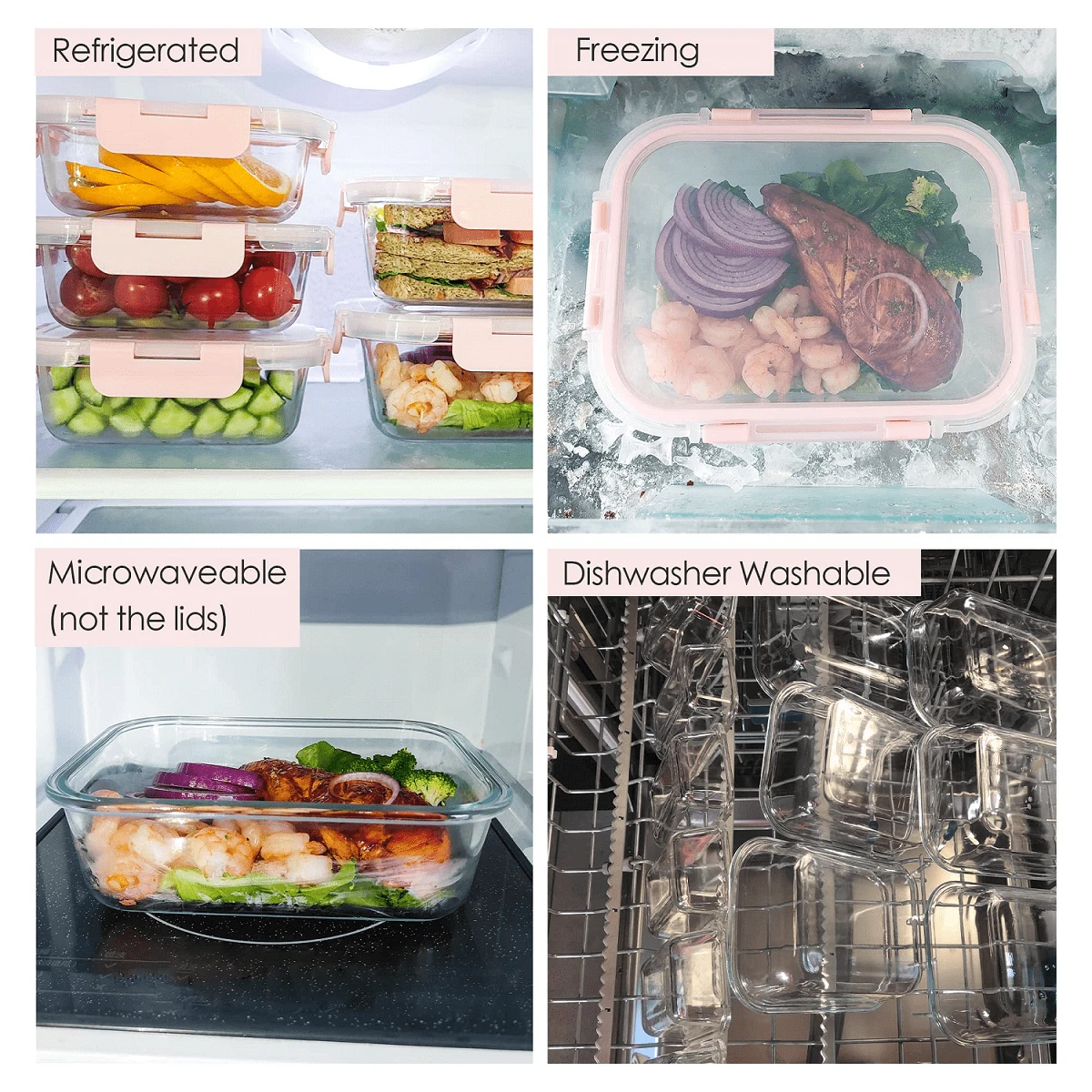 10 Pack Glass Meal Prep Containers With Lids, Airtight Glass Food ...