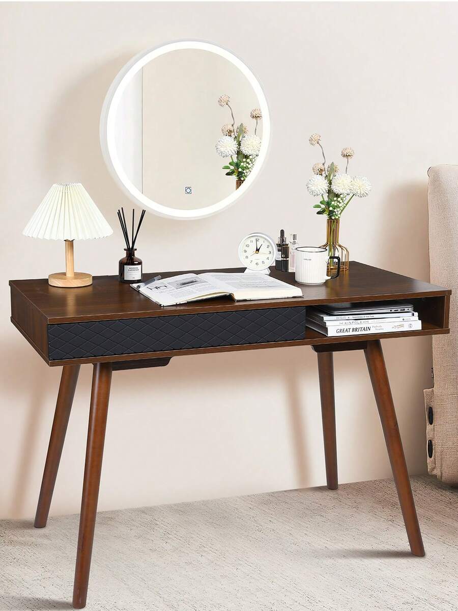 Standing Desk With Drawer, Computer Desk With Storage Shelves, Writing ...