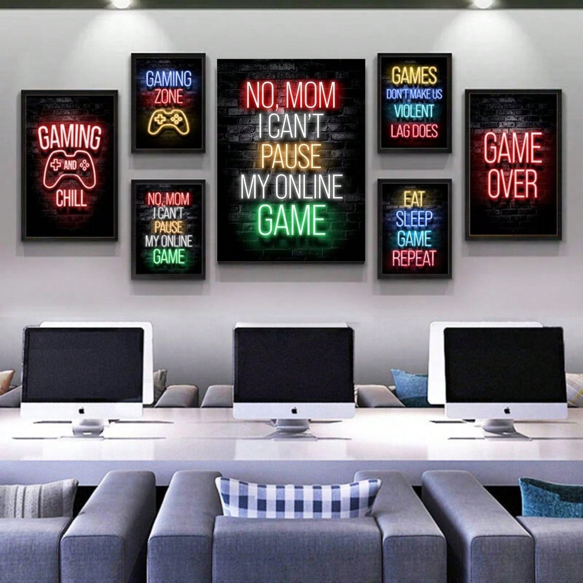 1pc Neon-Color Gaming Poster For Entertainment Room Decoration - Game ...