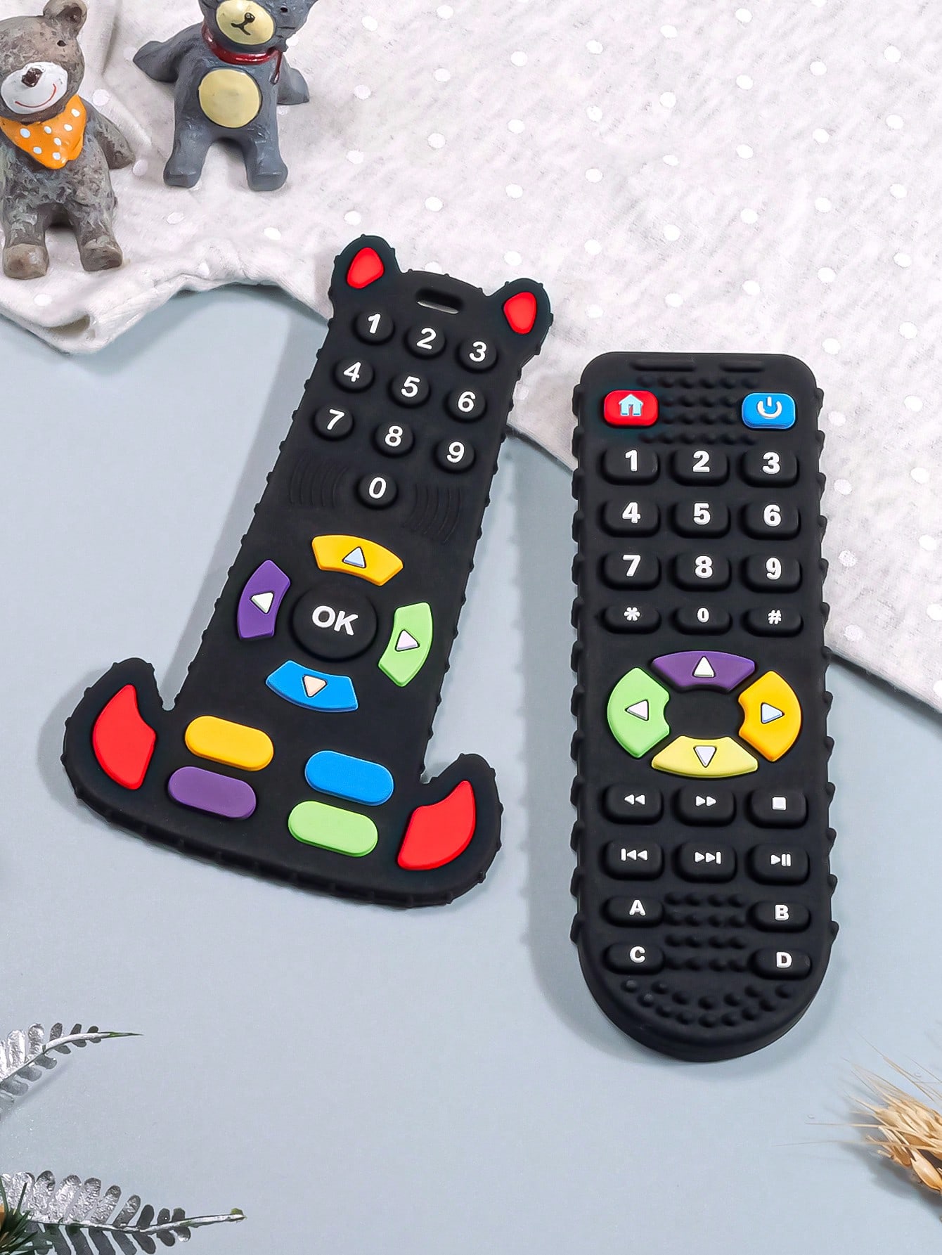 2pcs Tv Remote Control Shaped Silicone Teething Toys For Infants, Baby ...