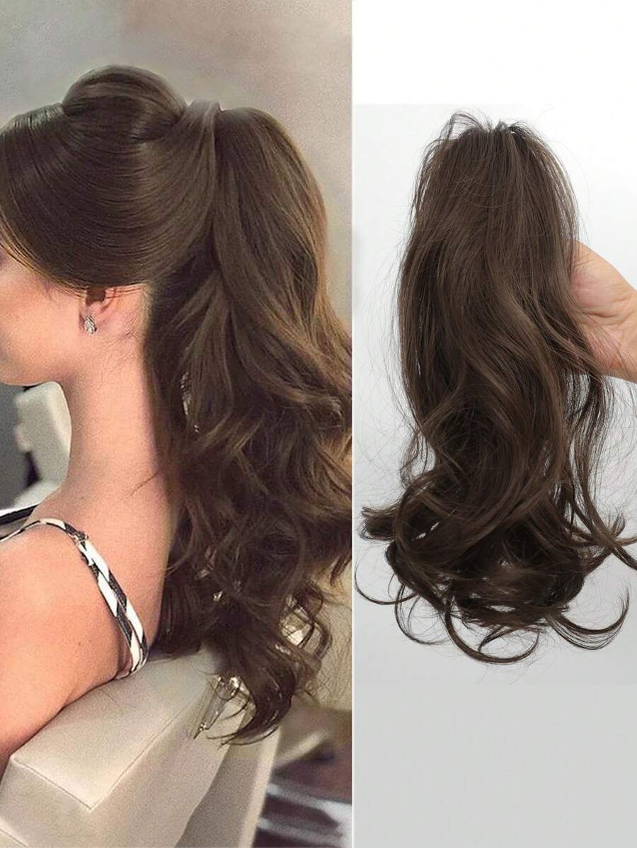 Brown 14inch fountain high ponytail wig Women's Long Hair Vigorous Girl ...