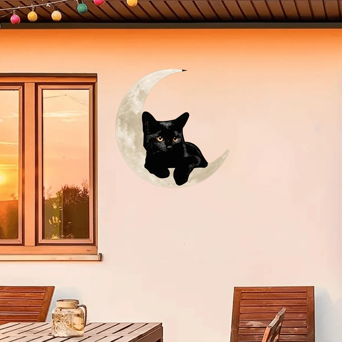 Metall Wand Dekor mit Halbmond und Katze Design, für Innen Wohnzimmer ...