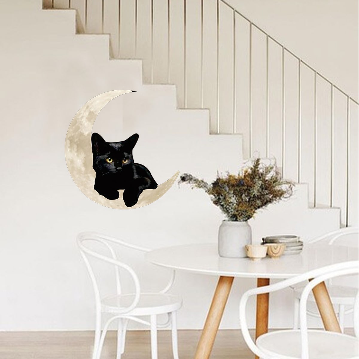 de metal Decoración mural con luna creciente con con diseño de gato ...