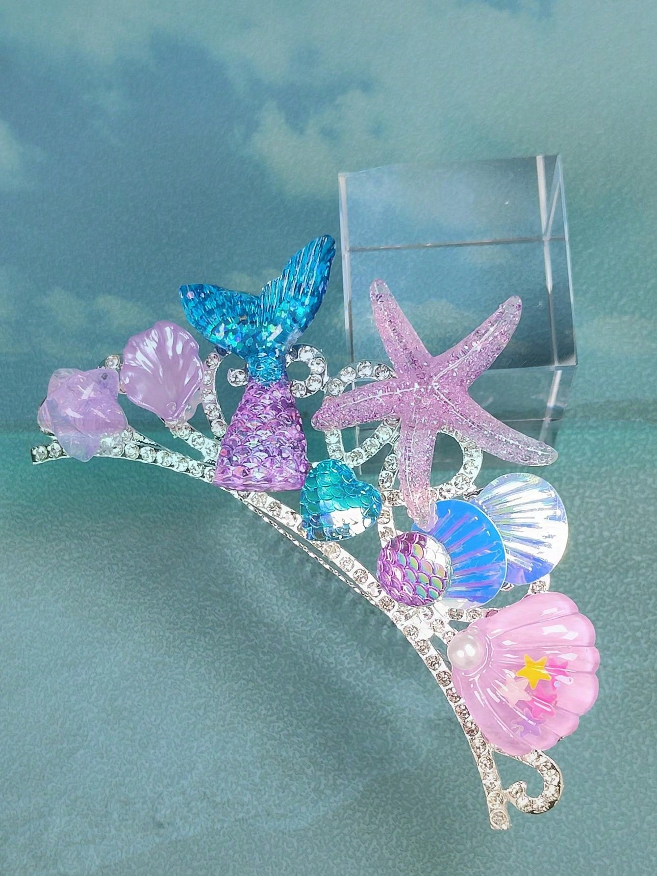 1pc Bride Crown Headpiece With Rhinestone For Ocean Themed Wedding ...